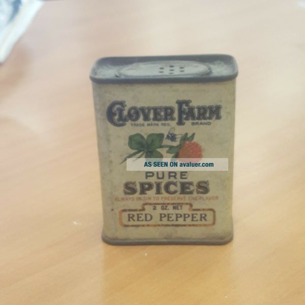 Vintage 1950s CLOVER FARM FLOWER BEE RED PEPPER SPICE TIN 2 OZ ...