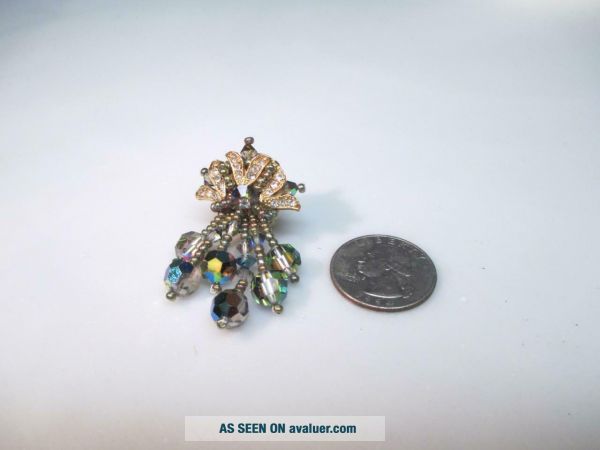 VINTAGE LOIS ANN RHINESTONE & CRYSTAL DANGLE CLIP BACK EARRINGS | #47716255