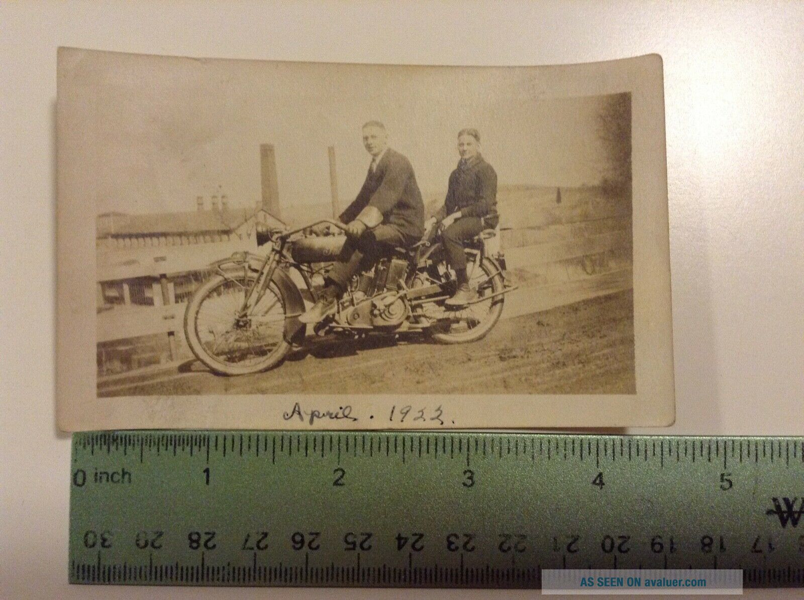 Vintage Photo " Two Young Men On A Motorcycle " 1922 | #58740392