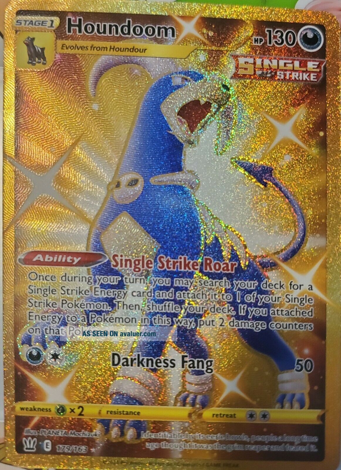 Houndoom 179/163 Battle Styles Gold Full Art Secret Rare Pokemon Card ...