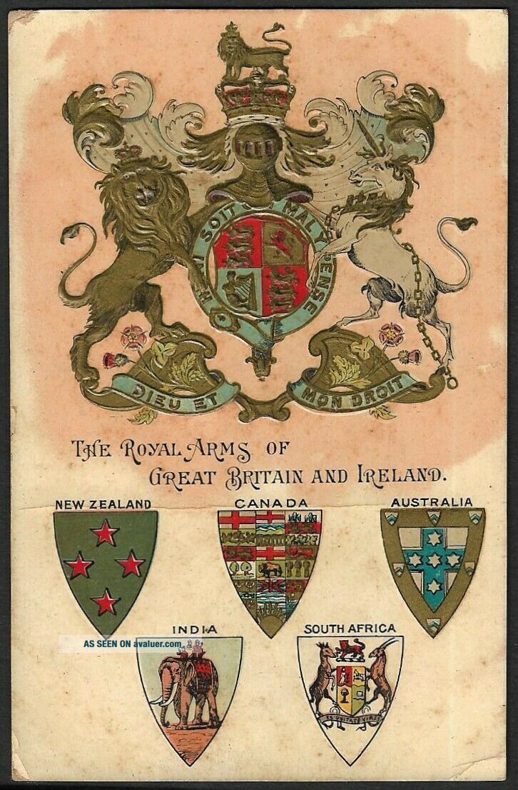 The Royal Arms Of Great Britain And Ireland Vintage Embossed Postcard ...