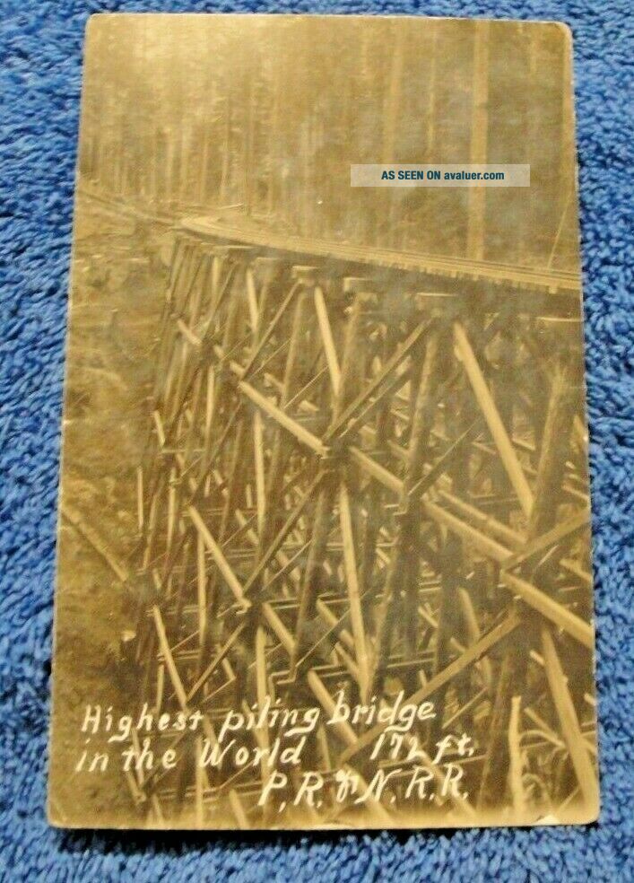 VINTAGE POSTCARD HIGHEST PILING BRIDGE IN WORLD PR&NRR OREGON DIVIDED ...