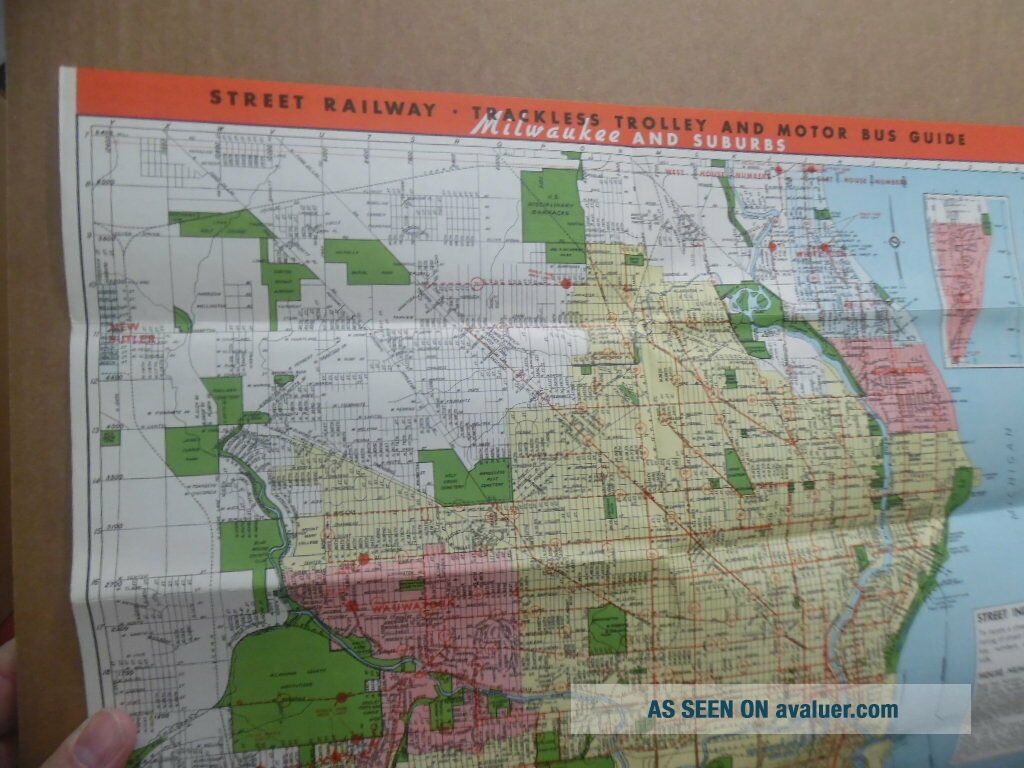 1948 Milwaukee Electric Railway Street Car Map Transit Guide Wisconsin ...