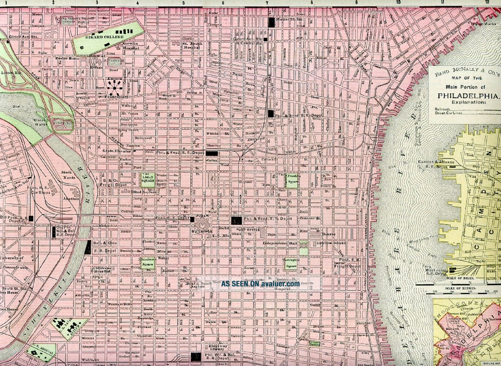 1898 Antique Map PHILADELPHIA Pennsylvania PA Parks Historic Landmarks ...