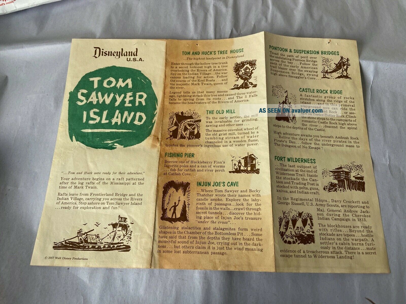 Disneyland Vintage Tom Sawyer Island Map Brochure Folded 1957 Walt ...