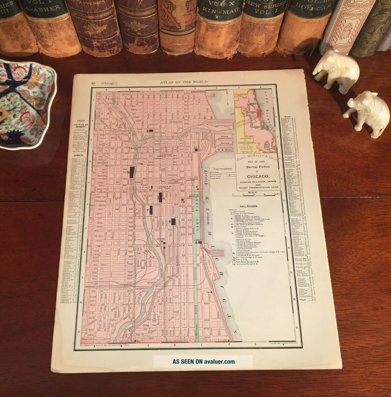 1898 Antique Map CHICAGO Illinois IL Shows Hotels Historical Landmarks ...