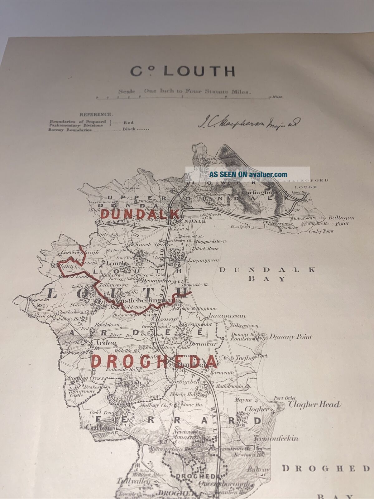 1885 County Louth Ireland Map Ordnance Survey Office Boundary ...