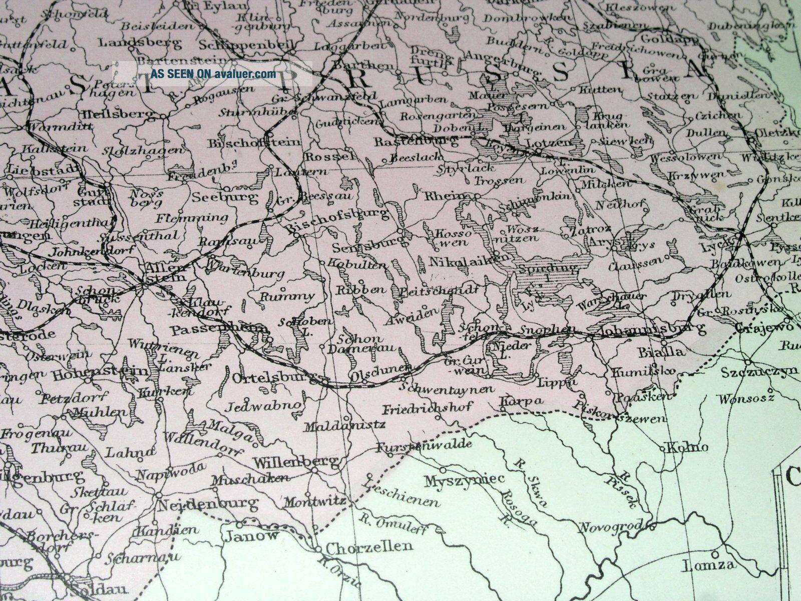 1891 MAP OF POLAND GERMANY EAST PRUSSIA POMERANIA PROVINZ POSEN SILESIA ...