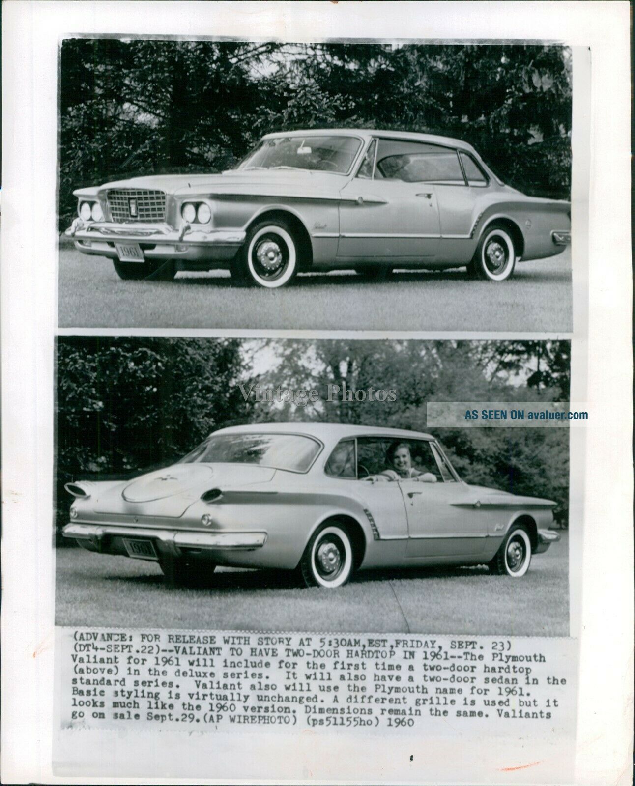 1960 Plymouth Valiant Two Door Hardtop Deluxe Series Car Vintage ...