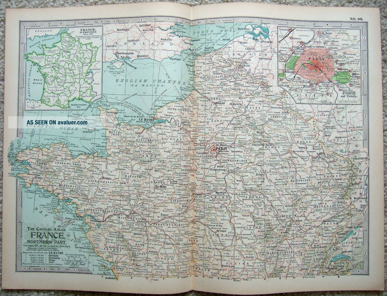 1897 Map Of The Northern Part Of France By The Century Company. Antique ...