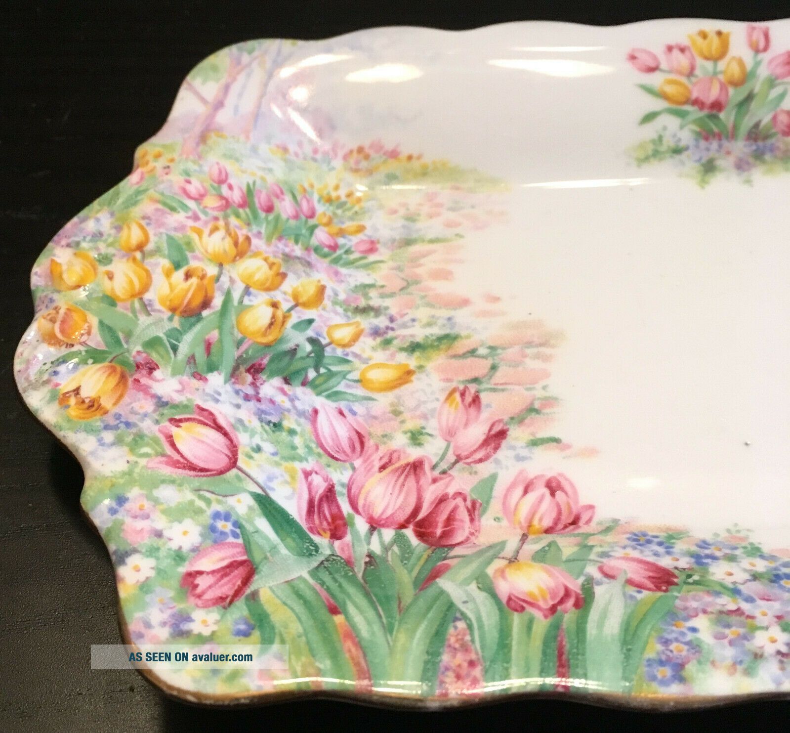 Rare Vintage Royal Albert Crown China Tulip Pattern Sandwich Tray ...