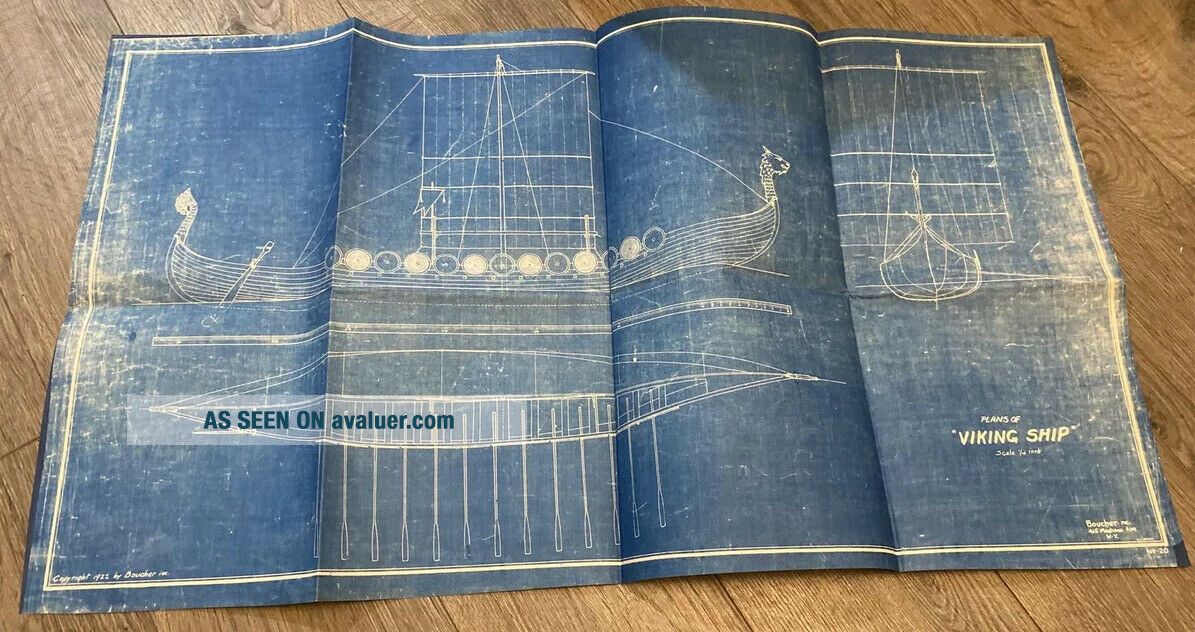 Rare Plans Of Viking Ship Model By Boucher From 1922 | #58933459