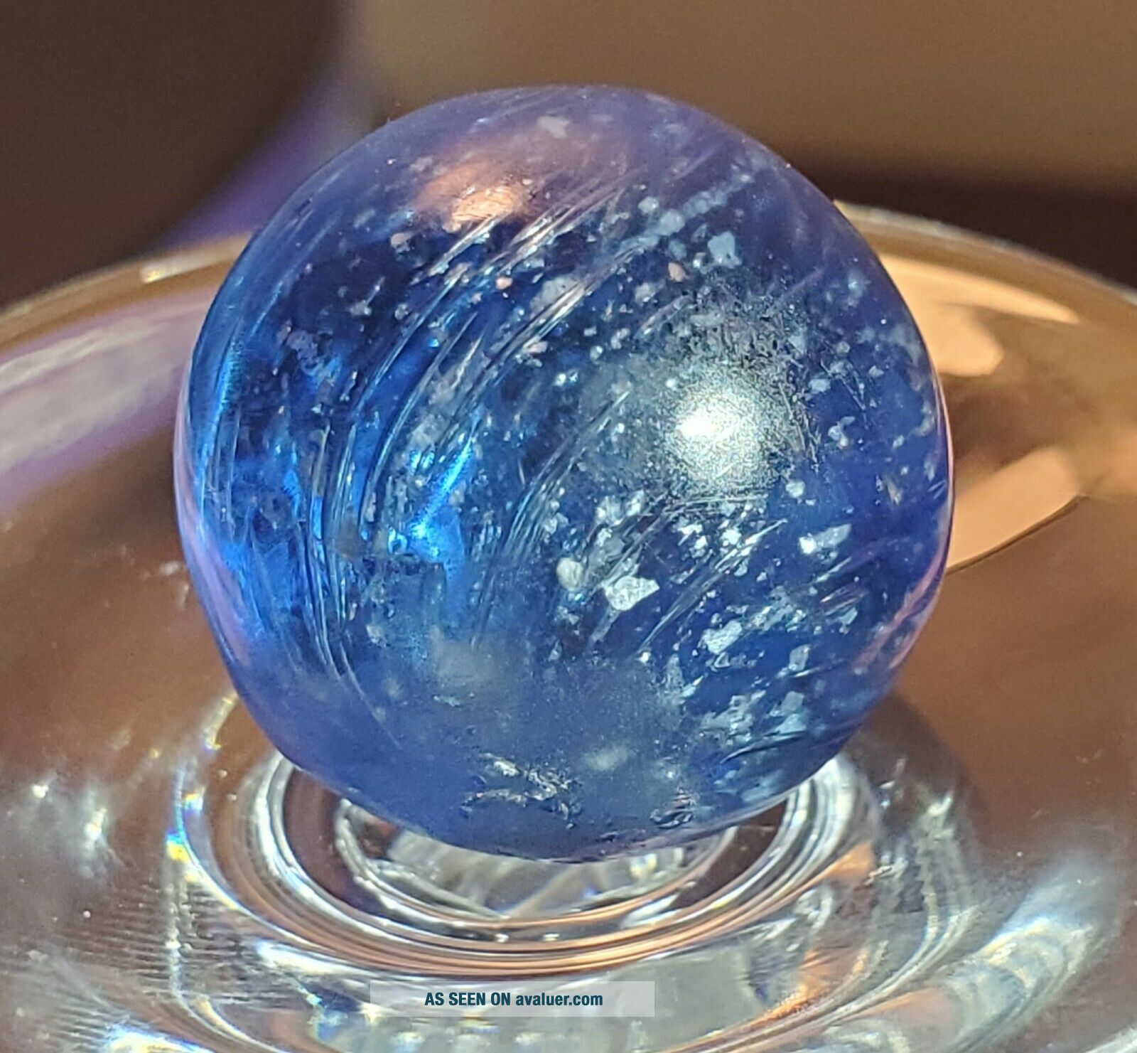 Vintage Handmade Rare German Blue Marbles Loaded With Silver Bands And ...