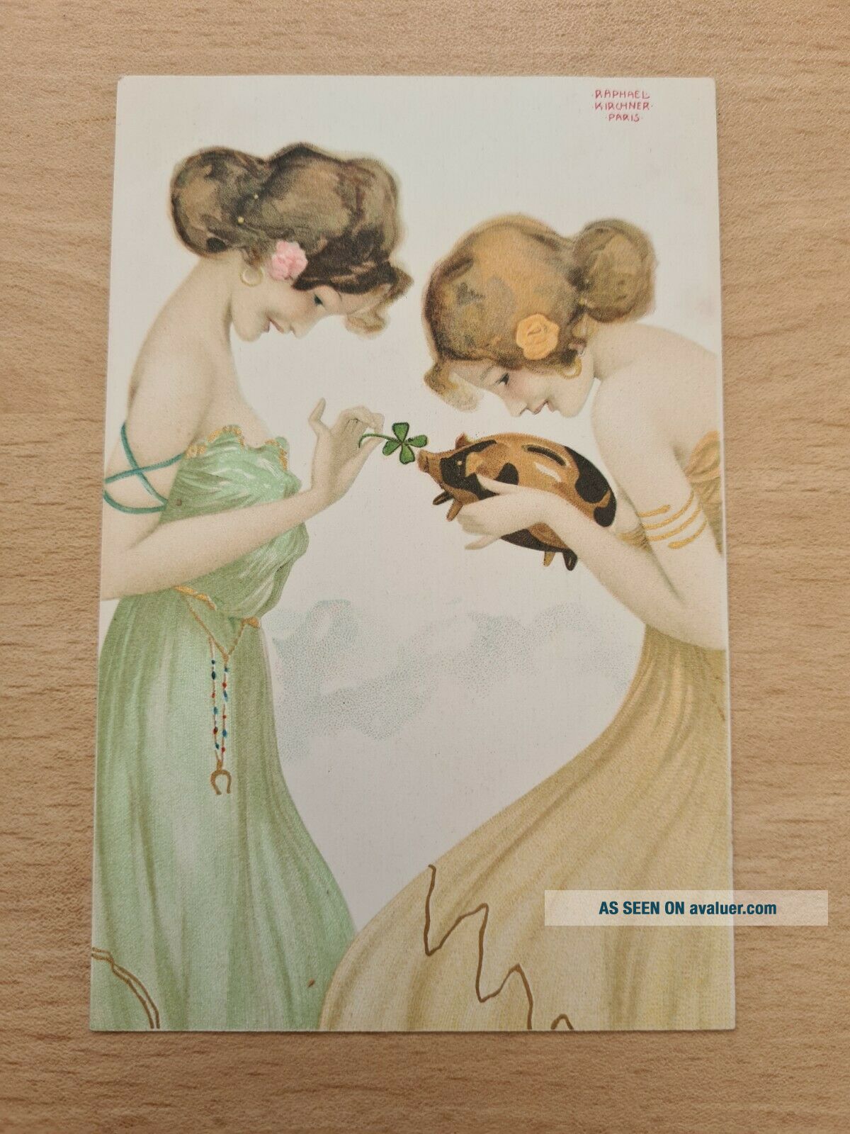 Art Nouveau Postcard - Raphael Kirchner - Signed - Women Lucky Pig ...