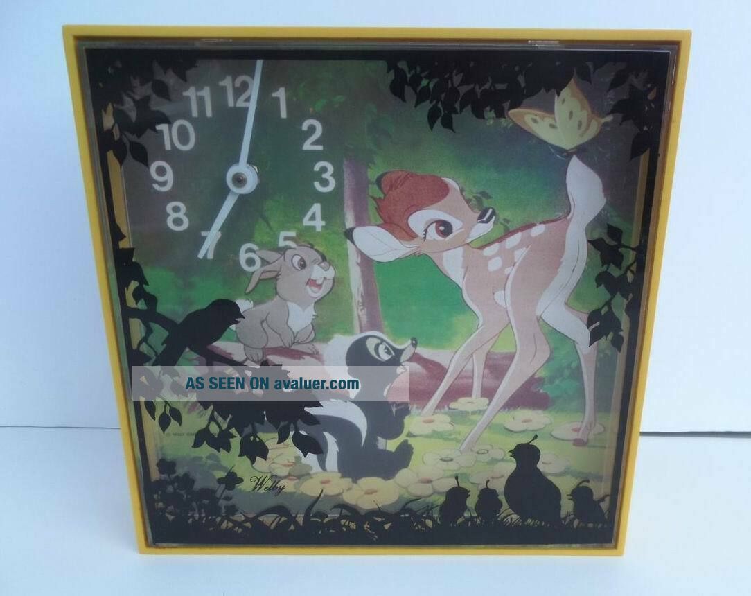 Rare Vintage Welby / Walt Disney BAMBI Wall Clock Iconic Bambi Forest ...
