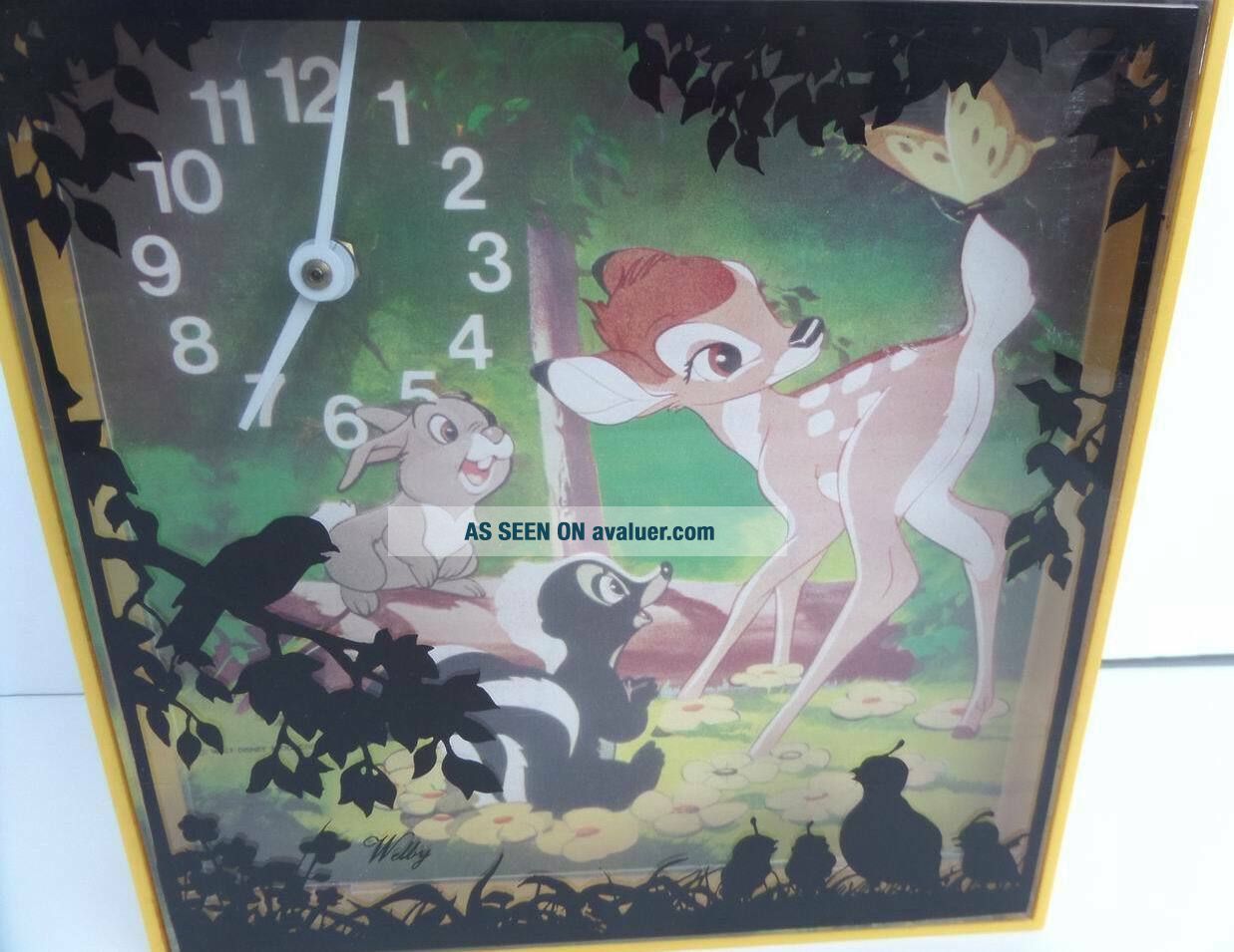 Rare Vintage Welby / Walt Disney BAMBI Wall Clock Iconic Bambi Forest ...