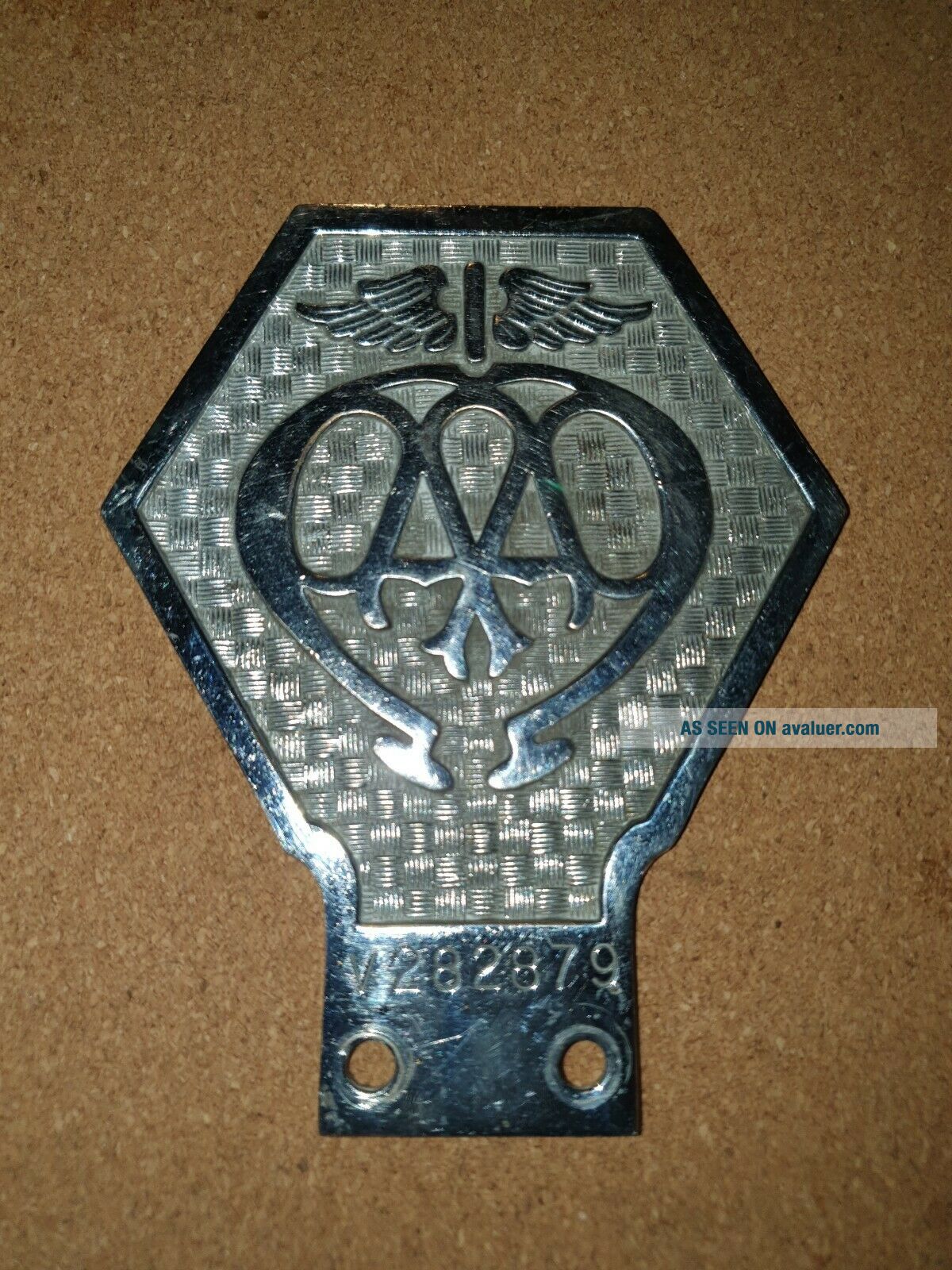 RARE VINTAGE AA CHROME BADGE EMBLEM, No V282879 | #59028118