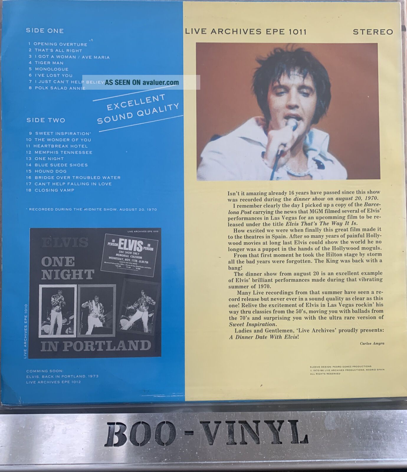 Elvis Presley - A Dinner Date With Elvis Vinyl LP Rare Record VG, / VG ...