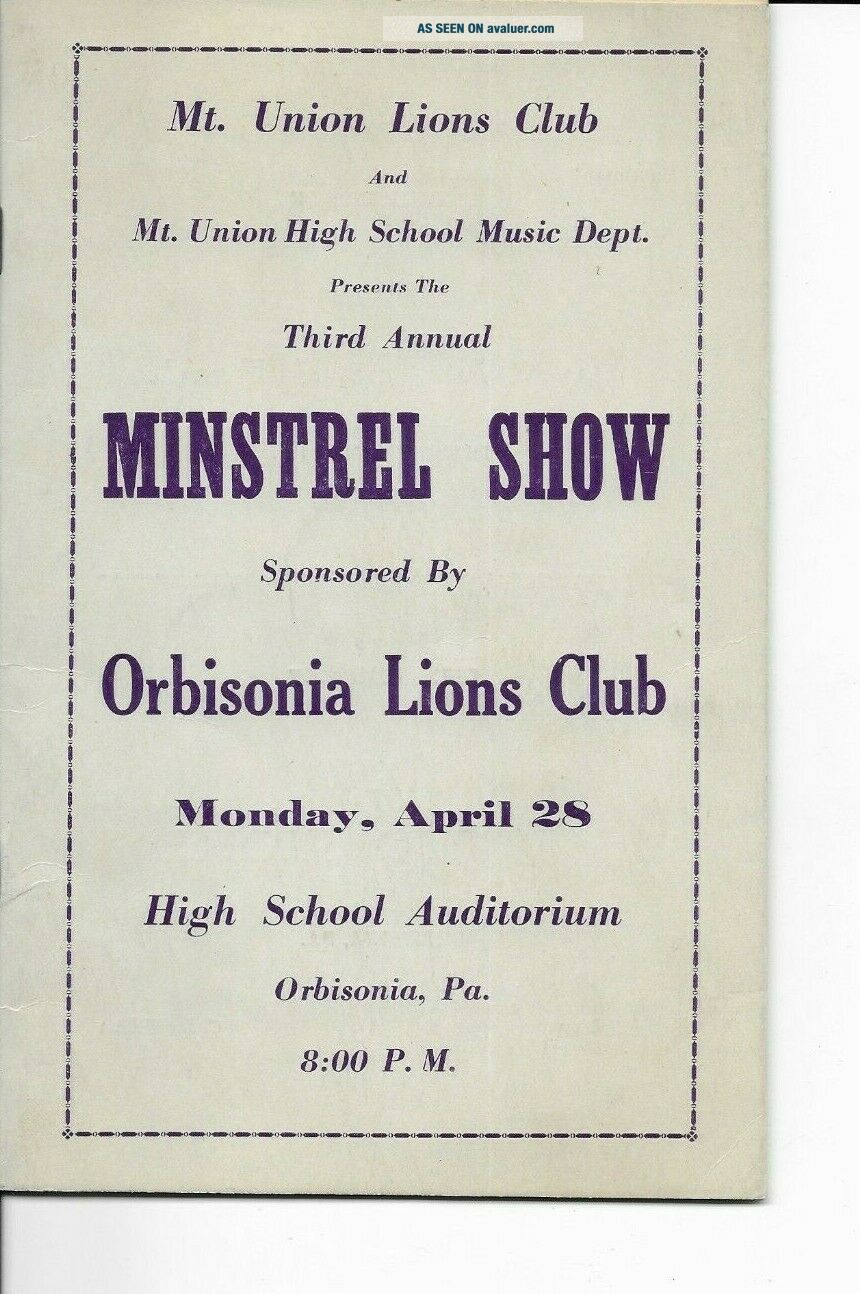 1925 MT. UNION HIGH SCHOOL MUSIC PROGRAM Mount Union Pa. Huntingdon Pa ...