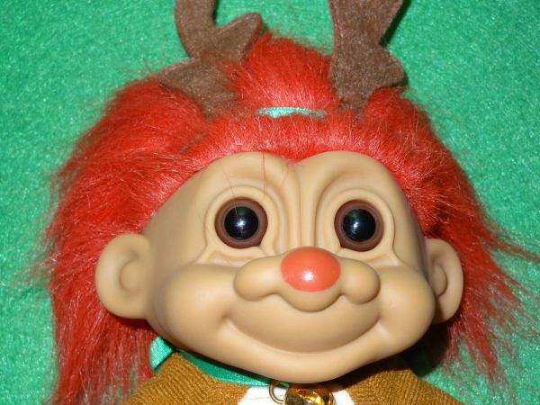 Vintage Russ Christmas Reindeer 6 1/2 Inch Troll Doll Complete Costume ...