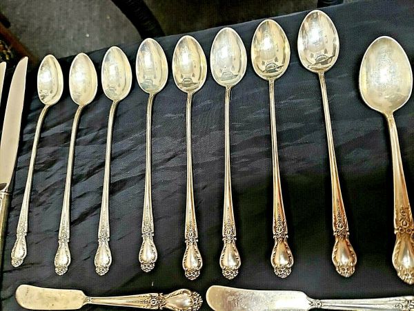 ANTIQUE INTERNATIONAL STERLING SILVERWARE SET (Brocade Pattern 51 PC ...