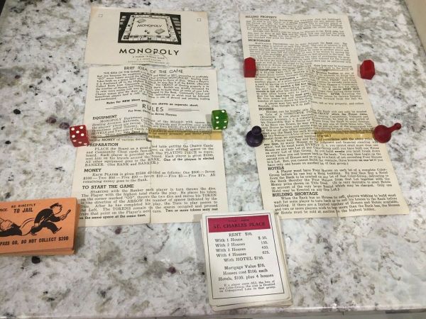 1936 Antique Vintage Monopoly Canadian First Edition Board Game Parker ...