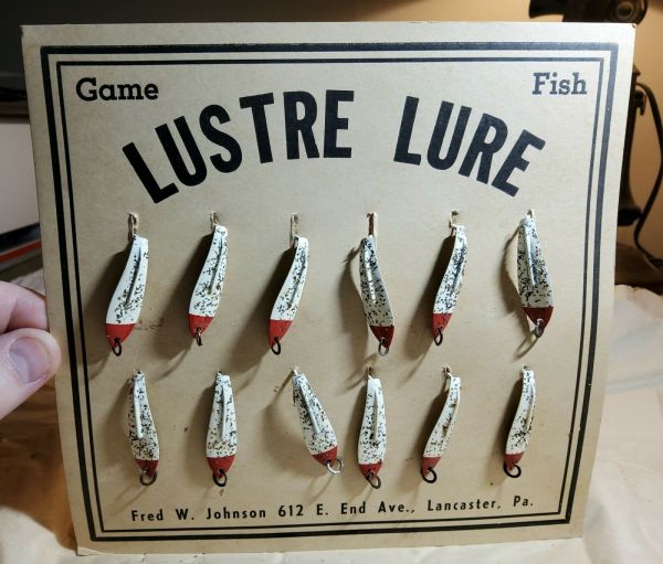 OLD STOCK FULL CARD 1 DOZEN LUSTRE LURES MADE BY FRED W JOHNSON ...