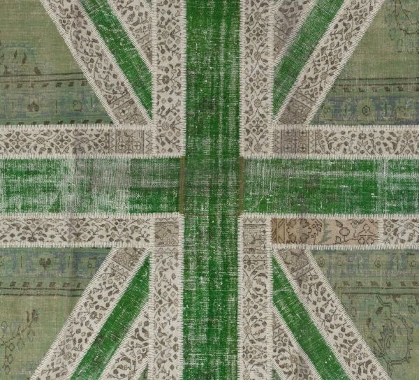 Union Jack British Flag Design Patchwork Rug Made From Re - Dyed ...