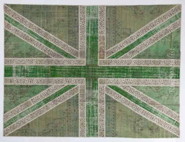 Union Jack British Flag Design Patchwork Rug Made From Re - Dyed ...