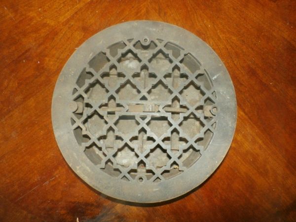 Antique Cast Iron Floor Grate Heat Register Vent Simonds Mfg Co Round ...
