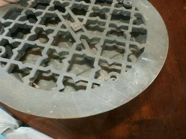 Antique Cast Iron Floor Grate Heat Register Vent Simonds Mfg Co Round ...