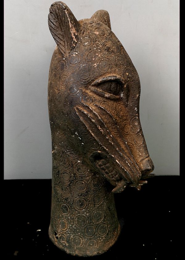 Old Tribal Large Bronze Benin Head Of A Leopard - - - Nigeria AWH ...