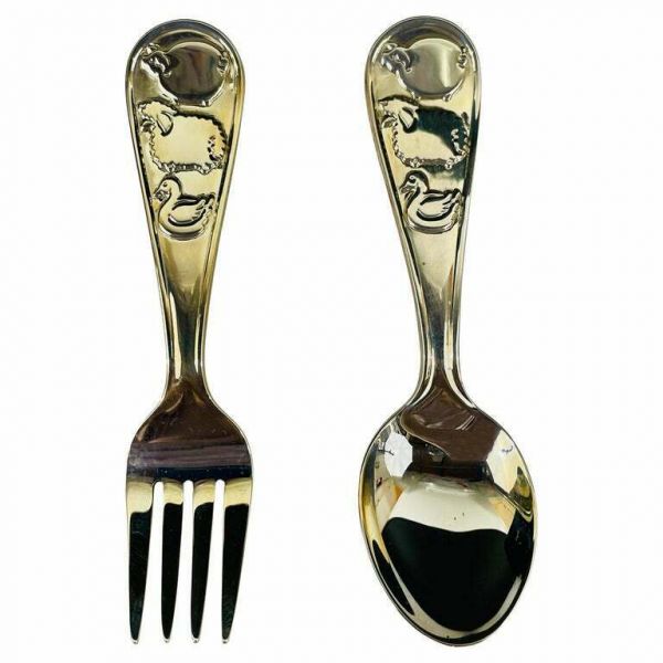 Tiffany & Co Sterling Silver Fork And Spoon Baby Set Pig, Sheep & Duck ...