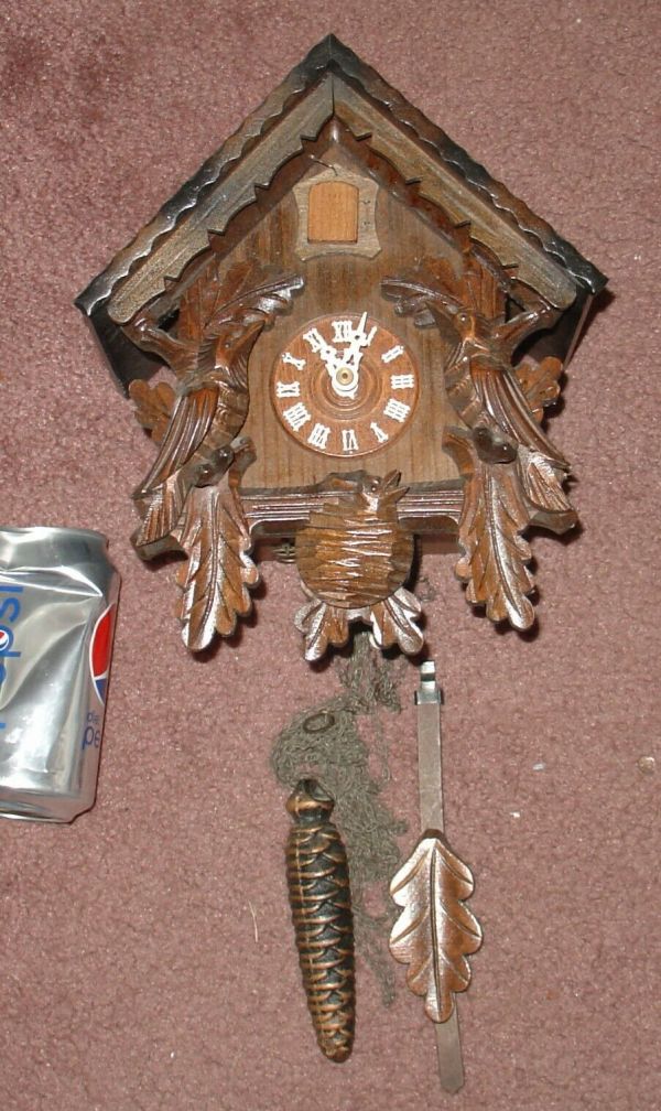Vintage Cuckoo Cookoo German Black Forest Wall Clock Wood Carved ...
