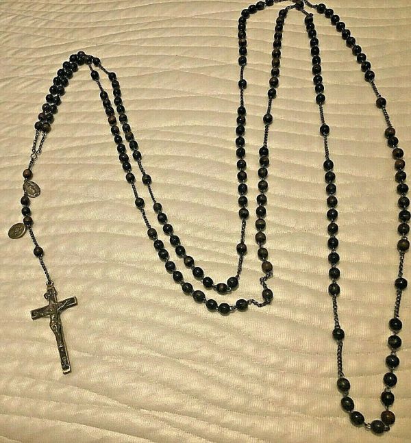 RARE ANTIQUE VINTAGE NUNS PERSONAL HABIT BELT 15 DECADE ROSARY W/ SKULL ...