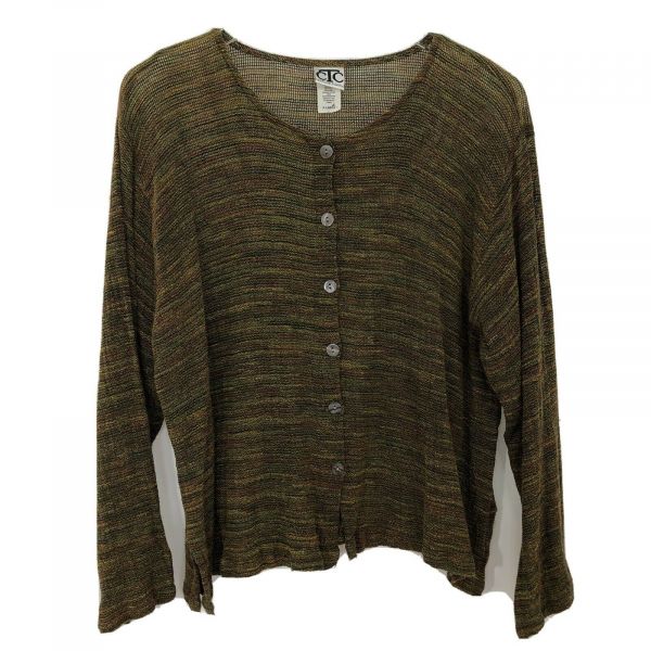 Carol Turner Sweater Long Sleeve Button Down Brown Stretch Women Size ...