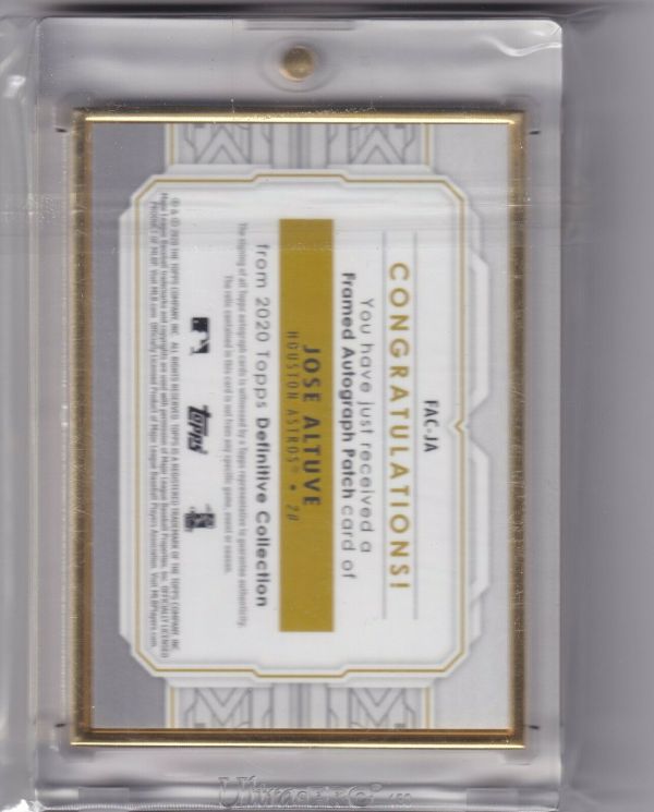 2020 Topps Definitive Jose Altuve Gold Frame 3 Color Patch ON CARD Auto ...