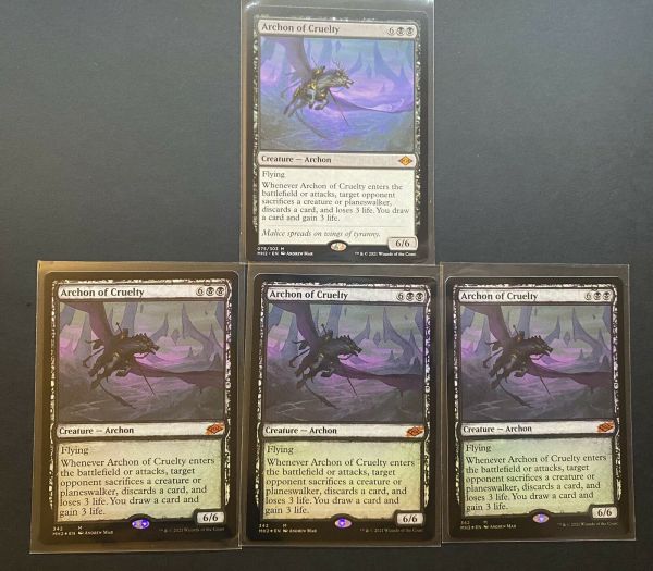 4x Archon Of Cruelty (3 Foil) & (1 Regular) Modern Horizons 2 NM MtG ...