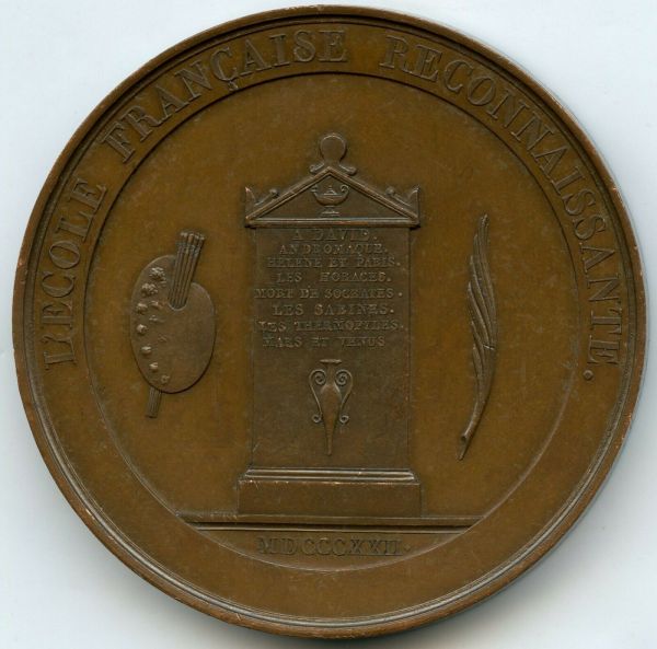 FRANCE 1822 JACQUES - LOUIS DAVID PAINTER OF NAPOLEON I COPPER MEDAL BY ...
