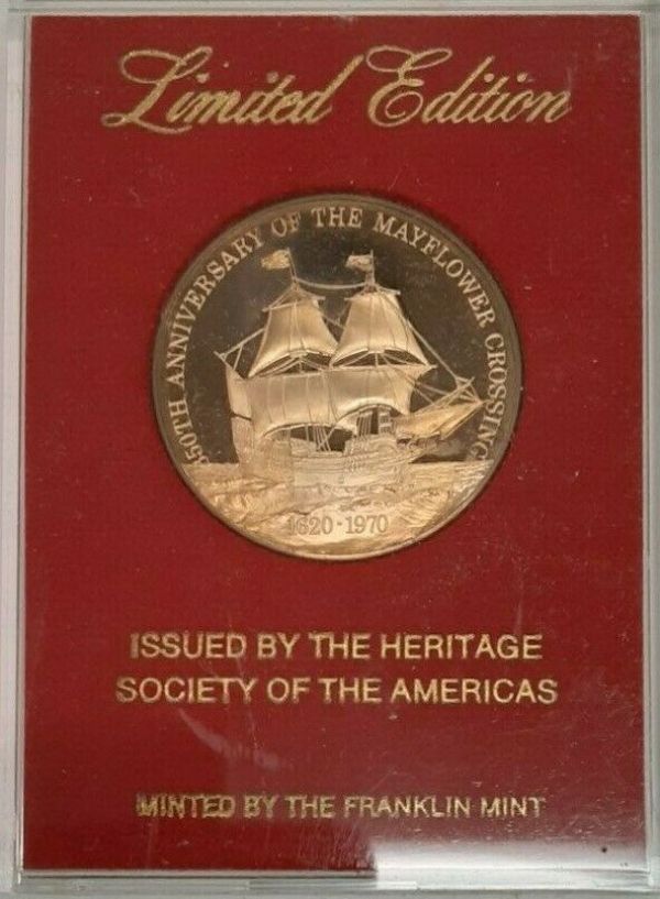 1970 Mayflower 350th Anniversary Proof Franklin Bronze Medal In Case ...