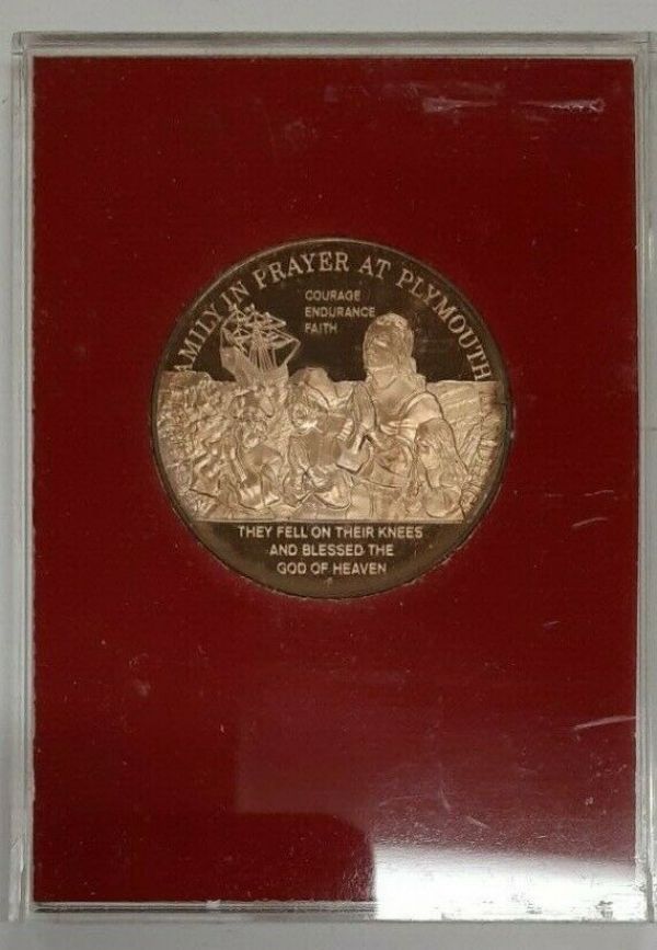 1970 Mayflower 350th Anniversary Proof Franklin Bronze Medal In Case ...