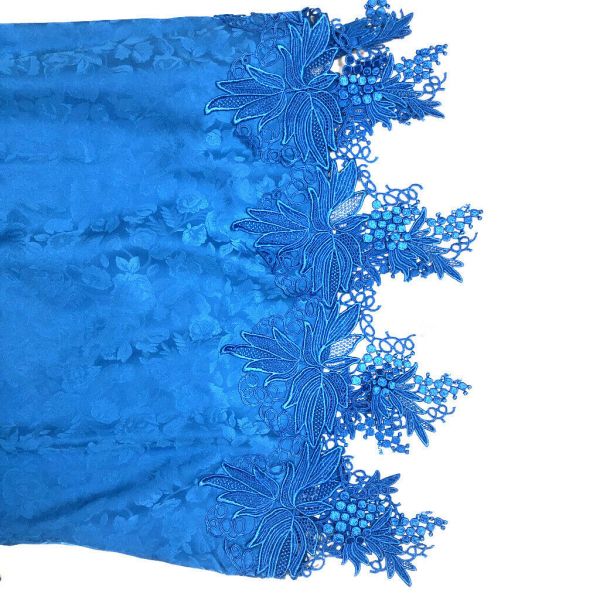 Digna Yero Womens 12 Blue Skirt Suit Blouse 2Pc Set Vintage 80s Silk ...