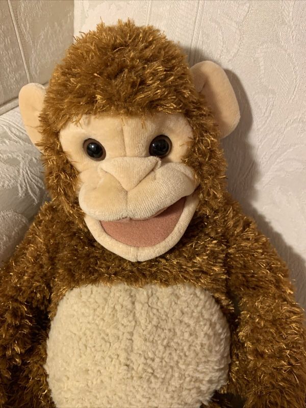 FOLKMANIS STUFFED PLUSH FULL BODY BROWN MONKEY CHIMP CHIMPANZEE PUPPET ...