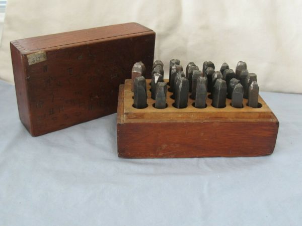 Vintage Steel Letter Stamp Set Antique Tool Punch Machine Shop 28pc ...