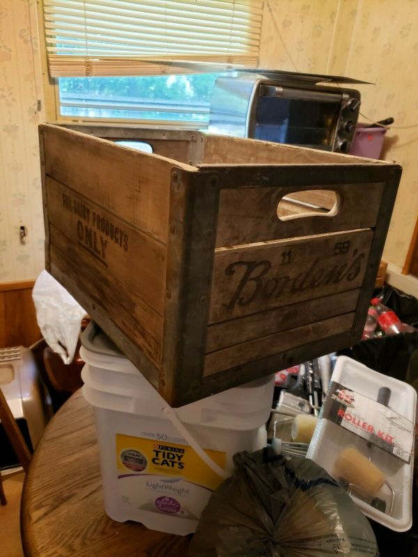Vintage Antique Borden’s Dairy Wooden Milk Crate Delivery Box 11/59 ...