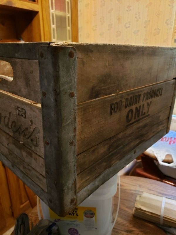 Vintage Antique Borden’s Dairy Wooden Milk Crate Delivery Box 11/59 ...