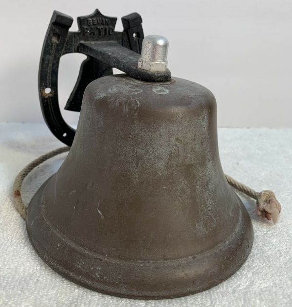 BEVIN CAST IRON HORSE SHOE WALL MOUNT BRASS PATIO GARDEN DINNER BELL ...
