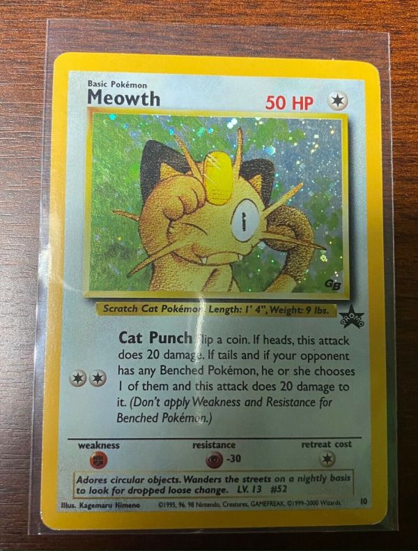 1999 Meowth Black Star Gameboy Promo 10 Holo Pokemon Card | #60044227