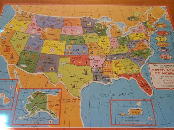 Milton Bradley Puzzle Authentic Map Of The United States & World Map ...