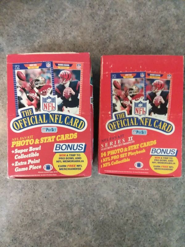 1989 Pro Set Series 1 AND 2 Football Wax Box BOTH BOXES 36 Packs OWNER ...